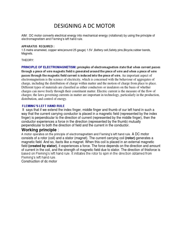 Designing A DC Motor | PDF | Electric Motor | Electric Current