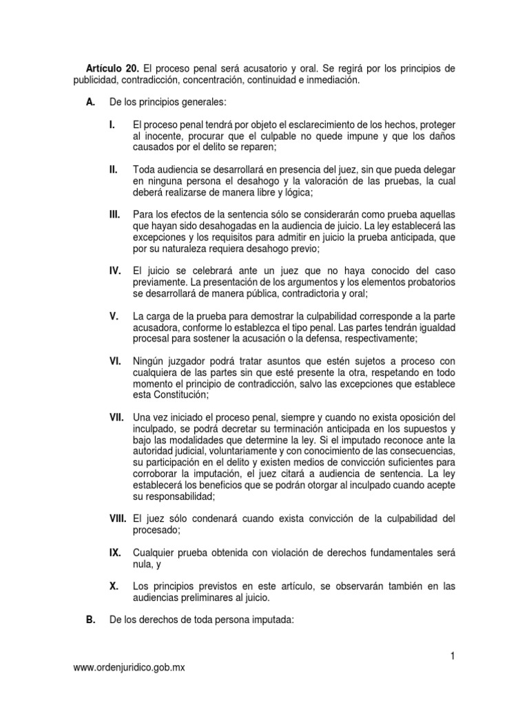 Artículo 20 Constitucional, Derechos de La Víctima y Del Imputado ...