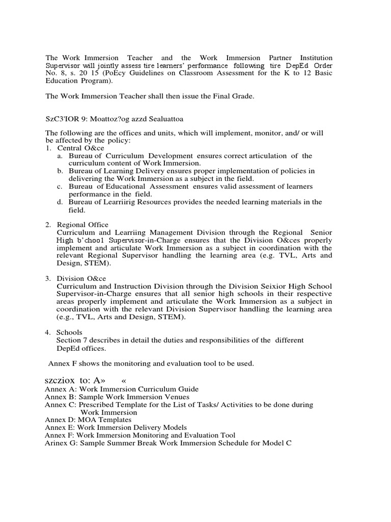 DO - s2017 - 030.work Immersion Guidelines.2017 | PDF | Curriculum | Teachers