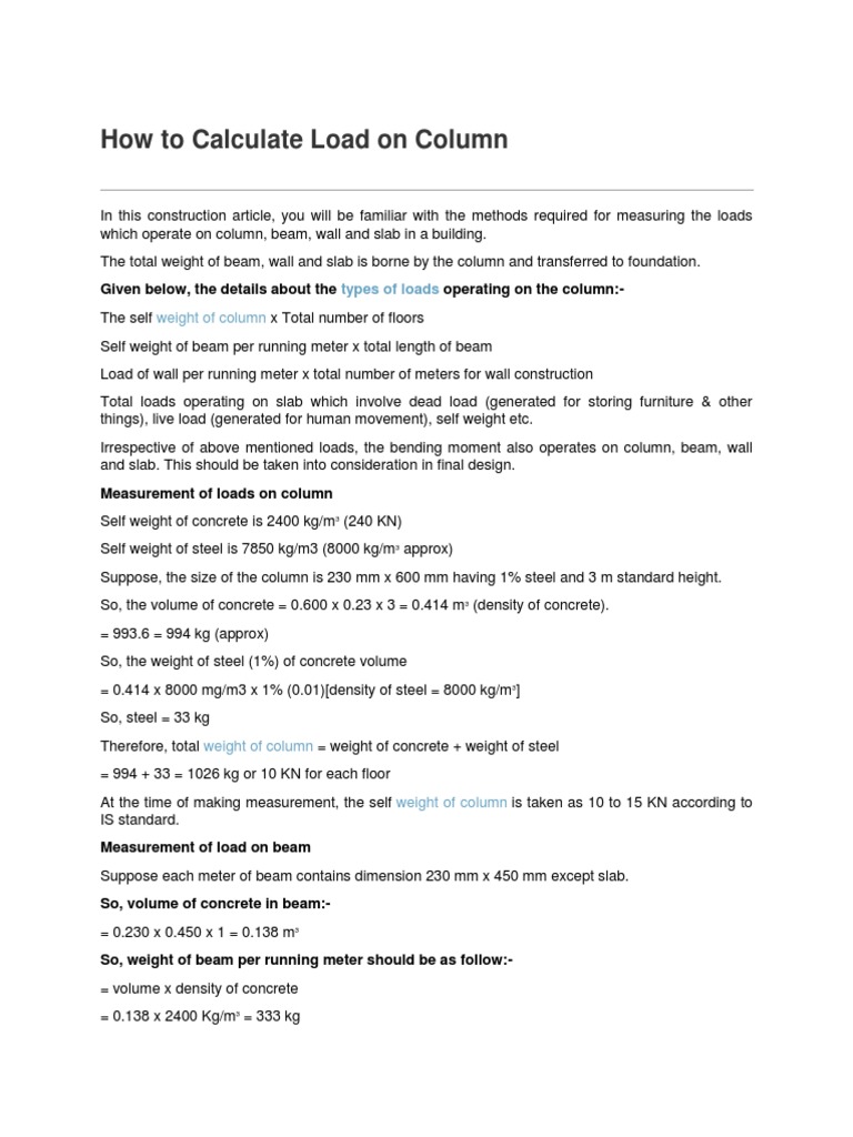 Column Load Detail 321 | PDF | Column | Beam (Structure)