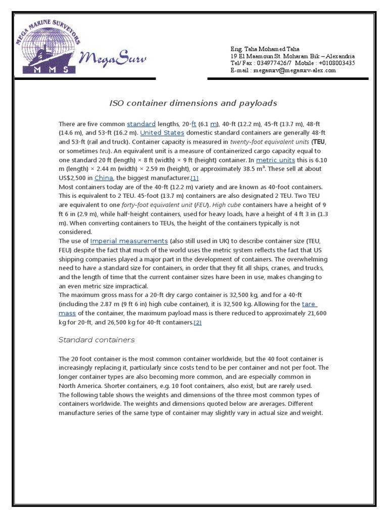 ISO Container Dimensions and Types | PDF | Freight Transport | Nature