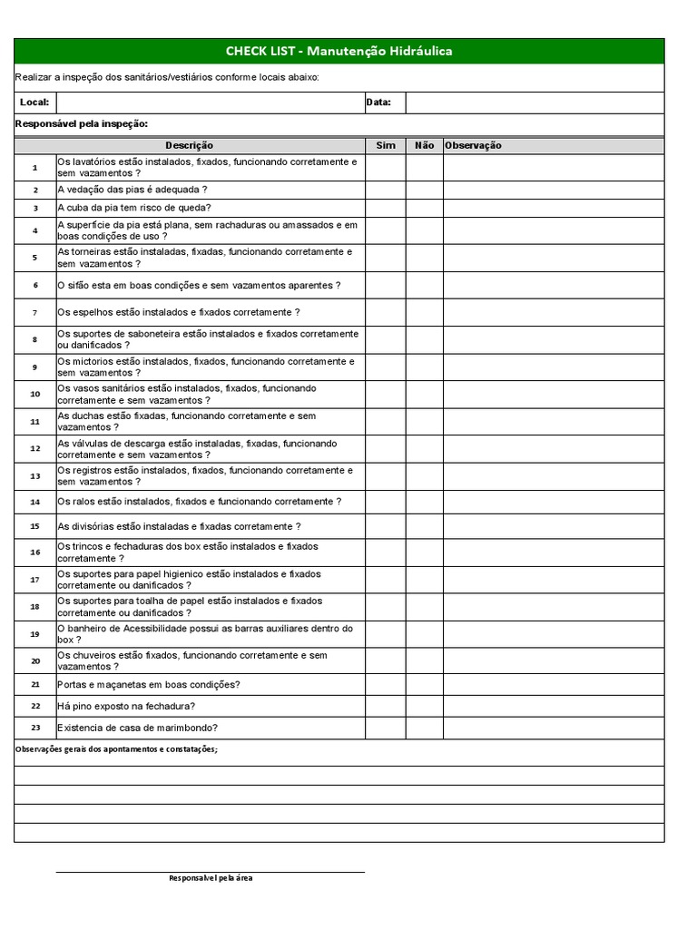 Check List Hidraulica | PDF | Natureza