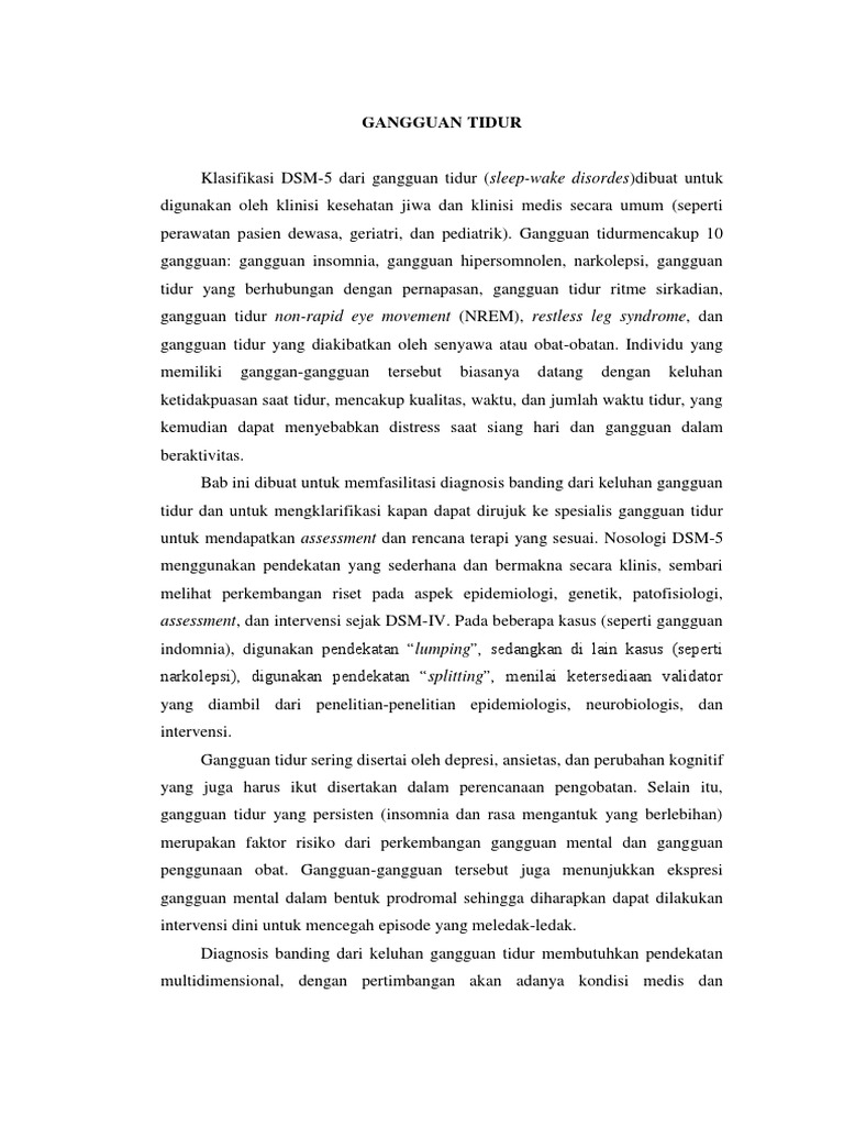 DSM 5 - Sleep Wake Disorder | PDF