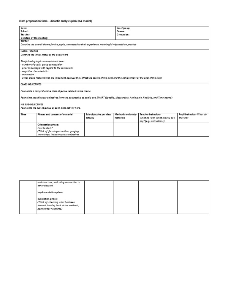 Educator's Class Planning Guide | PDF