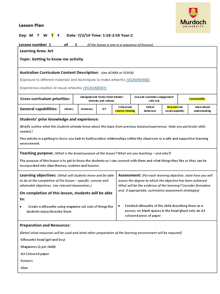 Silhouettes Lesson | PDF | Educational Assessment | Learning