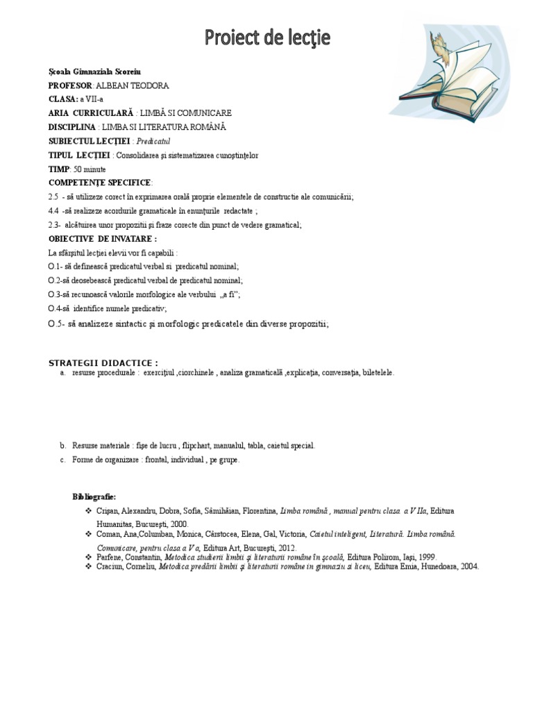 Predicatul Verbal Si Nominal Inspc | PDF