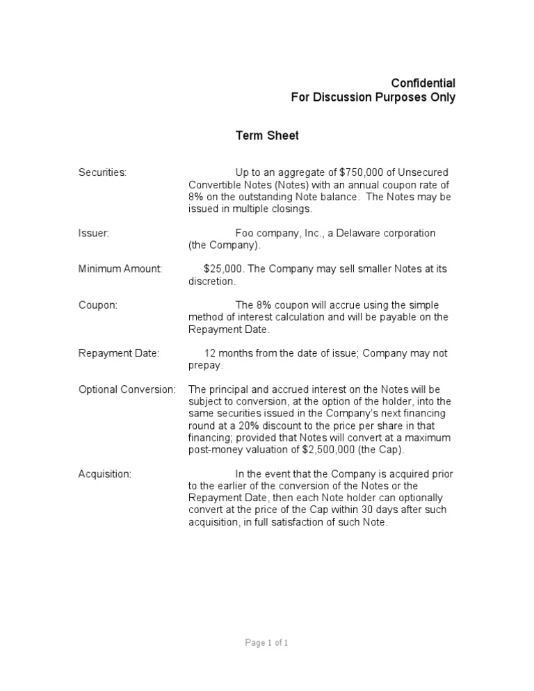 Simple Bridge Loan Termsheet | PDF | Financial Economics | Financial ...