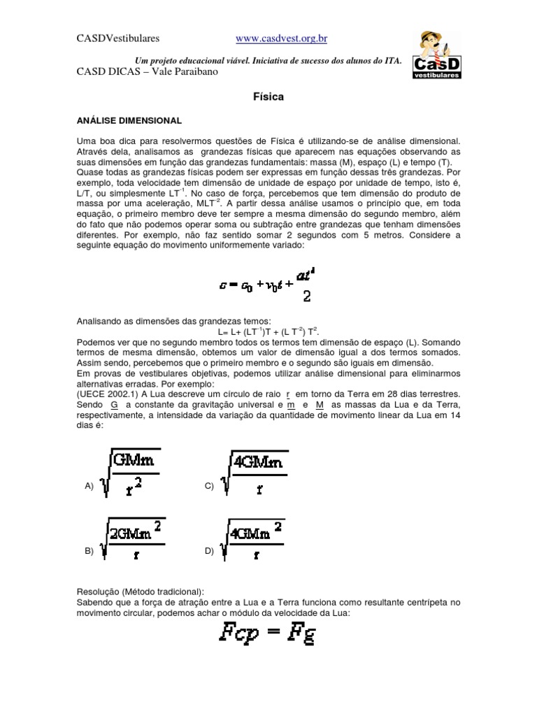 Física - Análise Dimensional | Momento Linear | Massa