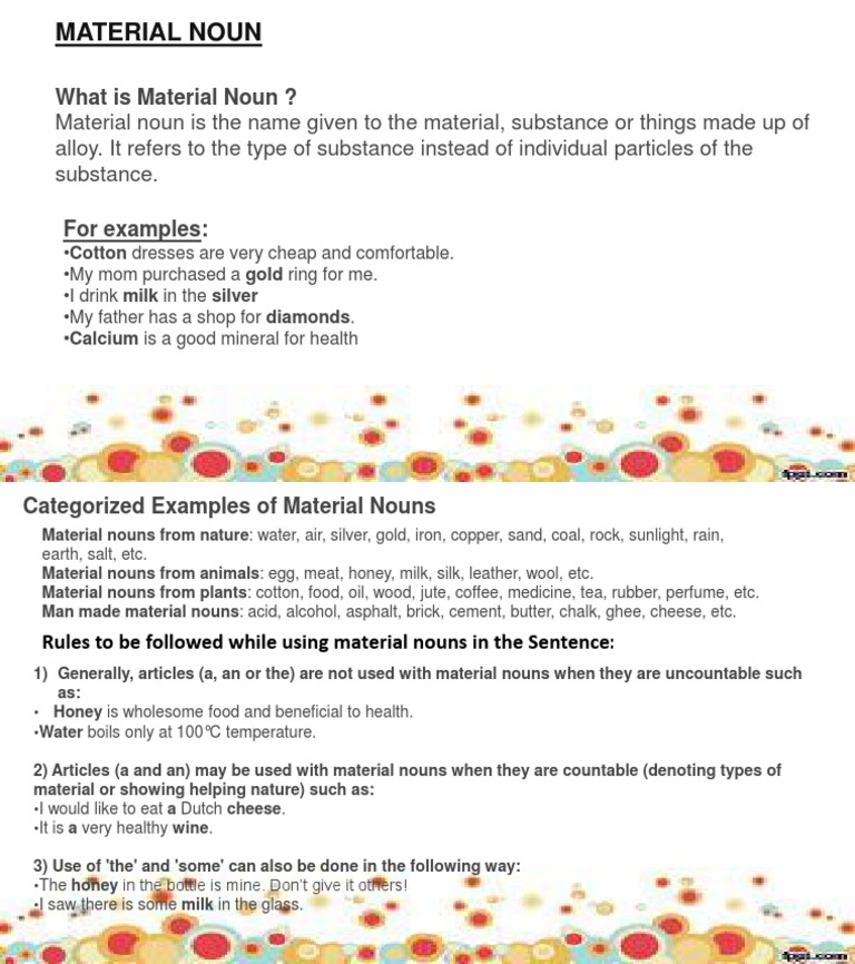Understanding Material Nouns | PDF