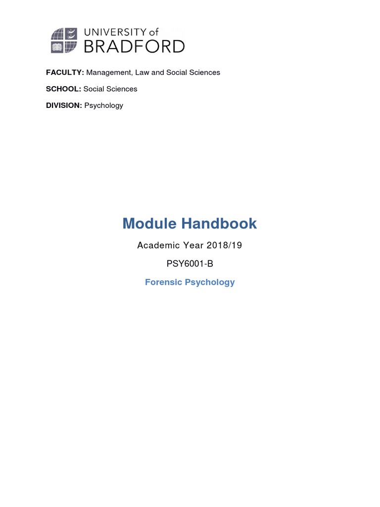 Forensic Psychology Module Handbook 2018/19 | PDF | Psychology ...