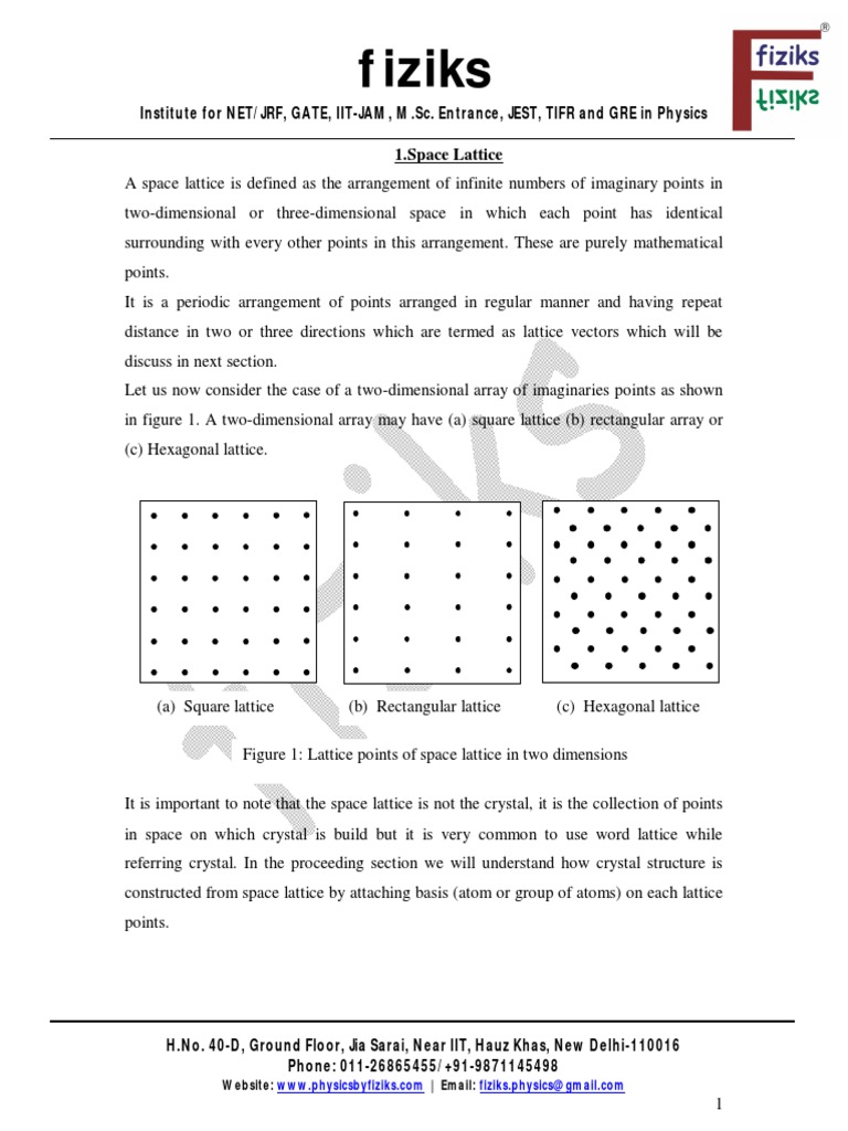 1.space Lattice | PDF | Teaching Methods & Materials