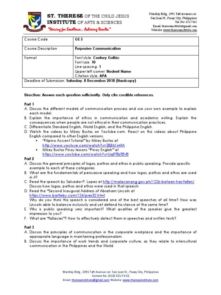 Purposive Communication Course Overview | PDF | Public Speaking | Logos