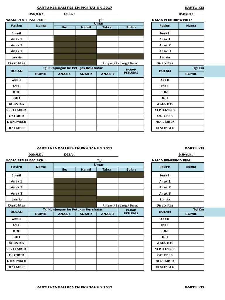 Kartu Kendali Pasien PKH 2017 | PDF