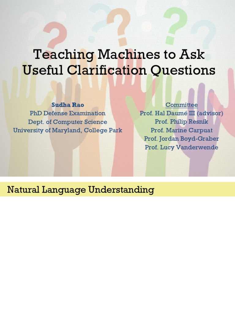 Teaching Machines To Ask Useful Clarification Questions | PDF ...