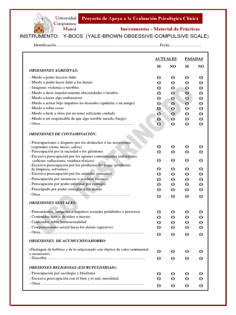 Instrumento - Y-Bocs (Yale-Brown Obsessive-Compulsive Scale) | PDF ...