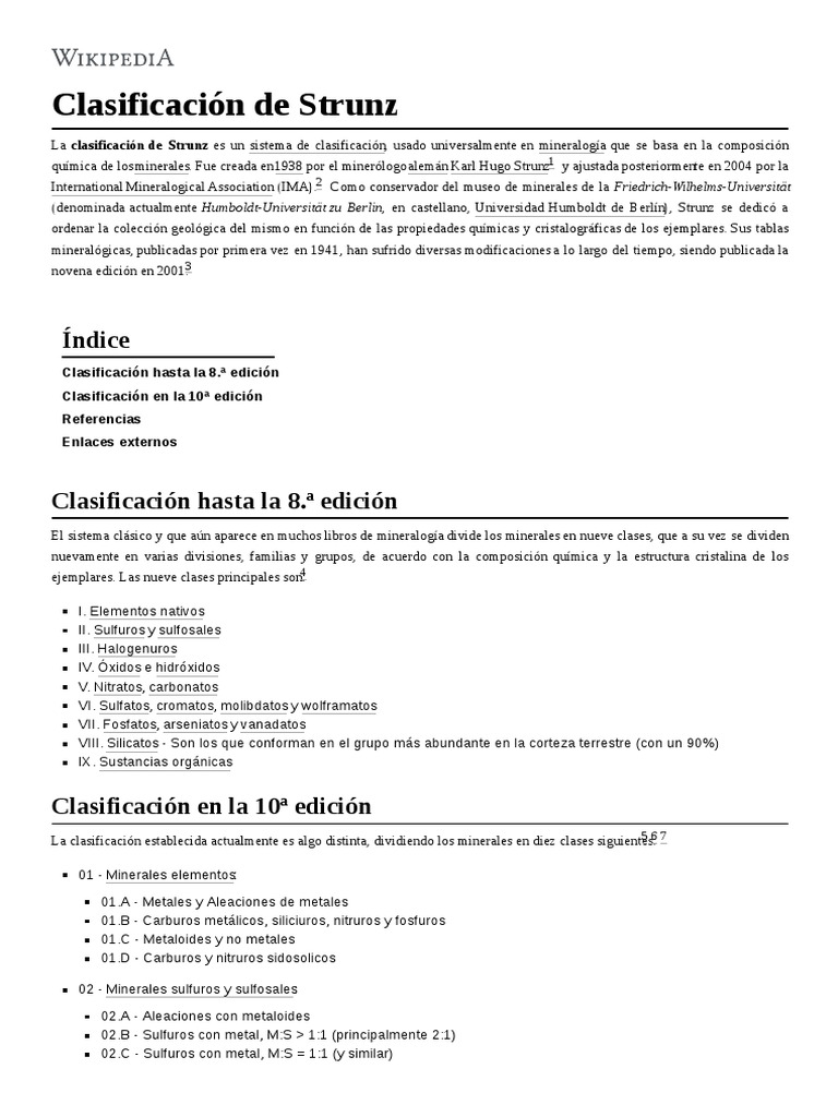 Clasificación de Strunz | PDF | Minerales | Átomos