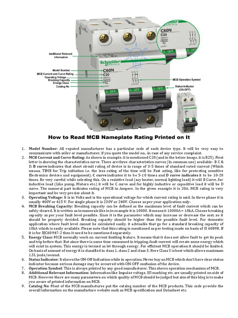Understanding MCB Ratings and Specifications | PDF | Volt | Electrical ...