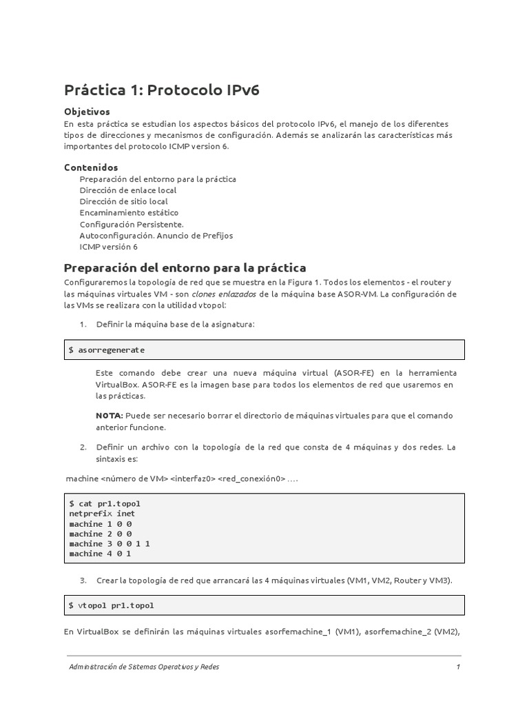Practica 1 - Protocolo IPv6 | PDF | Enrutador (Computación) | Dirección IP