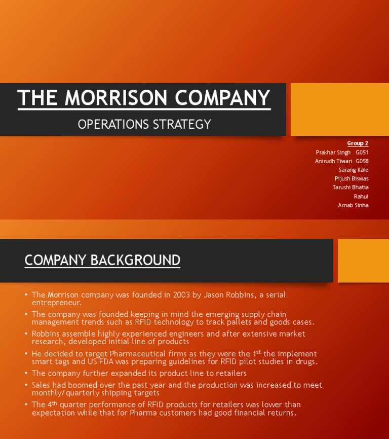 The Morrison Company: Operations Strategy | PDF