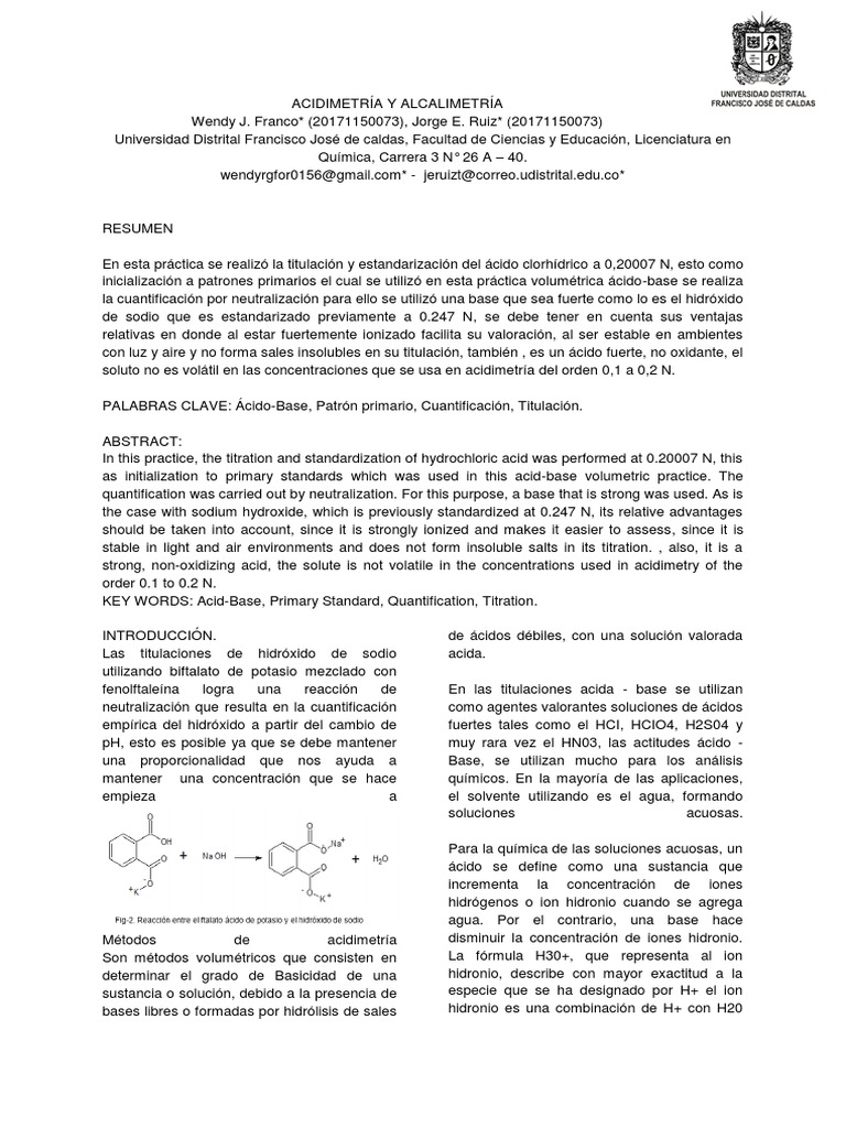 Acidimetría y Alcalimetría | PDF | Ácido | Concentración