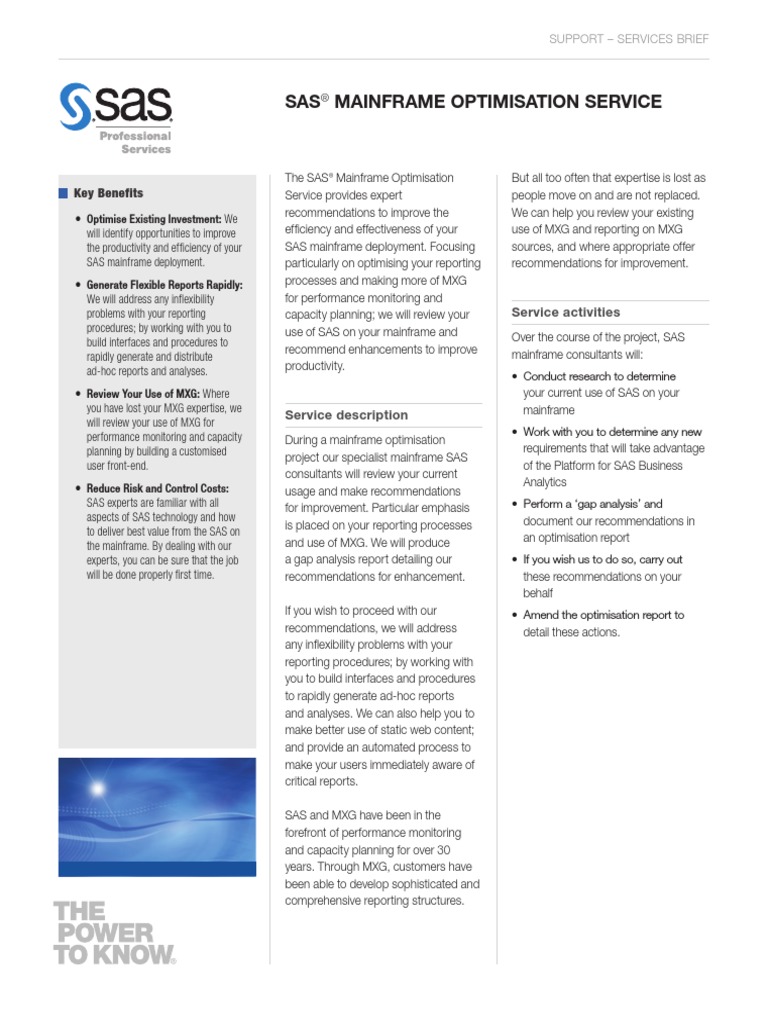 SAS Mainframe Optimisation Service | PDF | Sas (Software) | Program Optimization