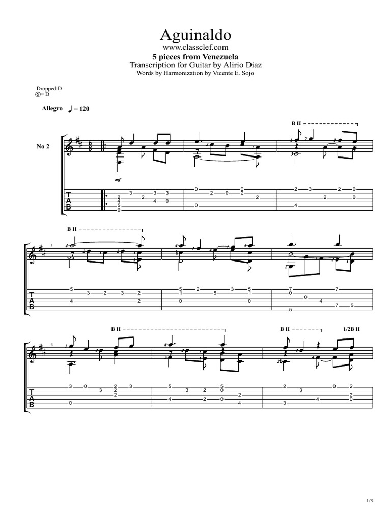 Aguinaldo Music for Guitar Transcription | PDF | Venezuela | Classical ...