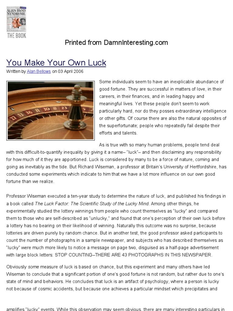 Make Your Own Luck | PDF | Luck | Psychology