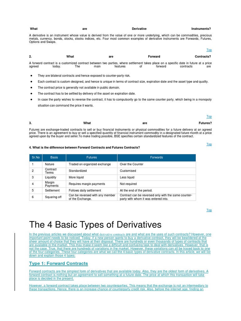 What Are Derivative Instruments | PDF | Futures Contract | Derivative ...