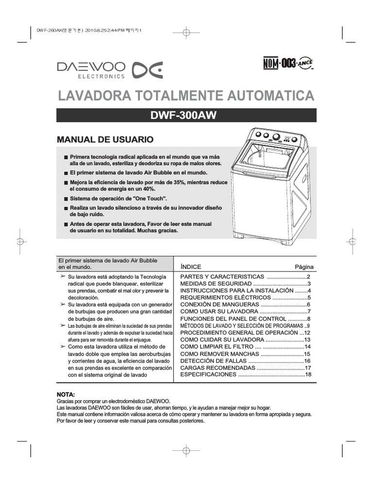 Daewoo DWF-300AW Washing Machine | PDF | Colector de aguas pluviales ...