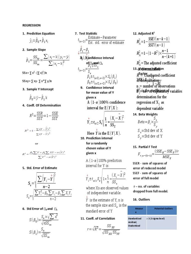 QM Formula Sheet | PDF | Errors And Residuals | Data Analysis