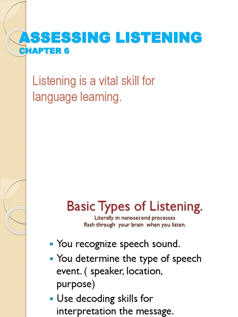 Assessing Listening: Listening Is A Vital Skill For Language Learning ...