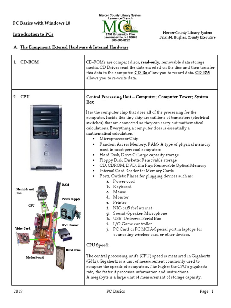 An Introduction to the External Hardware and Internal Components that Comprise a Personal ...