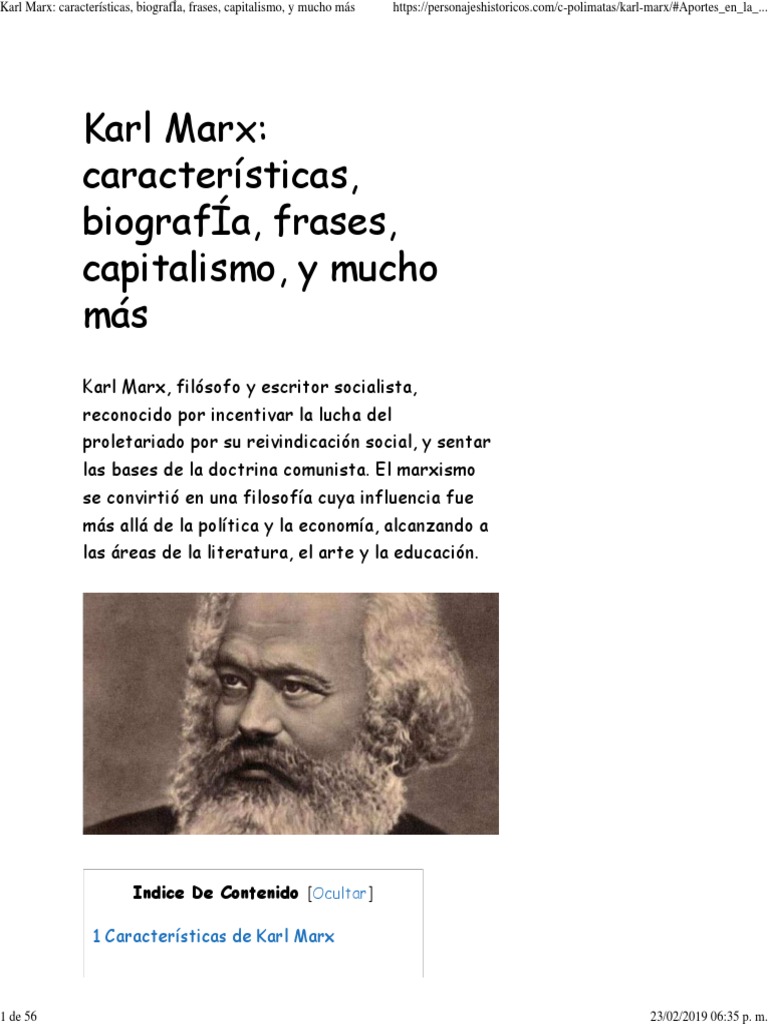 Karl Marx: Biografía y Frases Clave | PDF | Karl Marx | Capitalismo