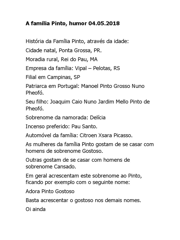 História da Família Pinto | PDF | Sobrenome
