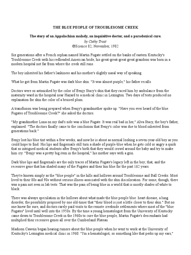 Chapter 8B Blue People of Kentucky | PDF | Medical Specialties | Wellness