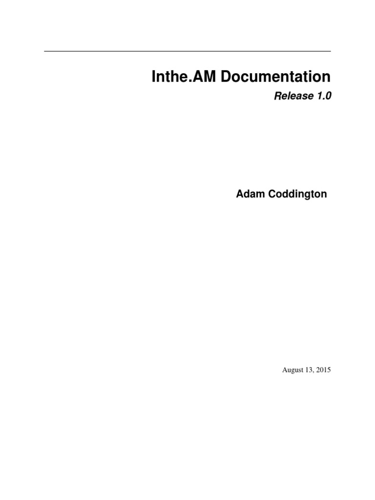 Inthe - AM Documentation: Release 1.0 | PDF | Application Programming ...