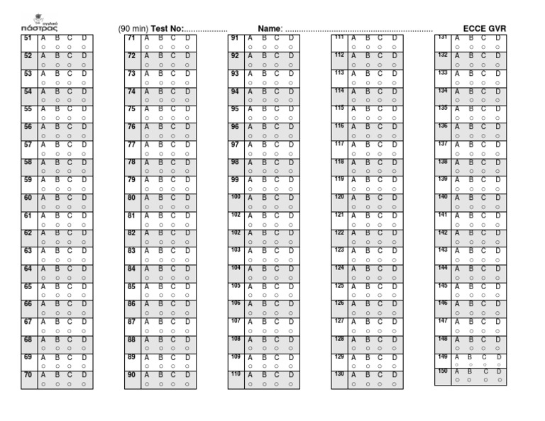 Ecce GVR Answer Sheet | PDF