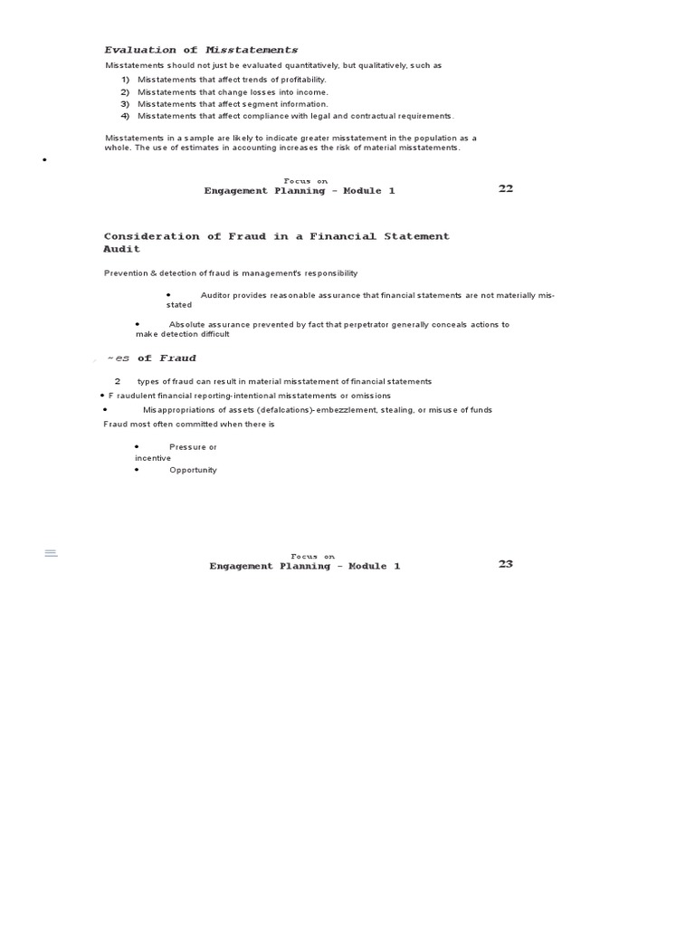 Evaluation of Misstatements | PDF