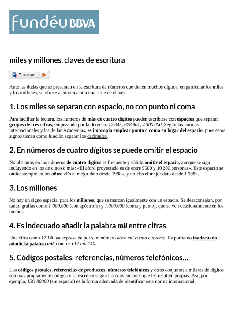 Miles y Millones, Claves de Escritura | PDF