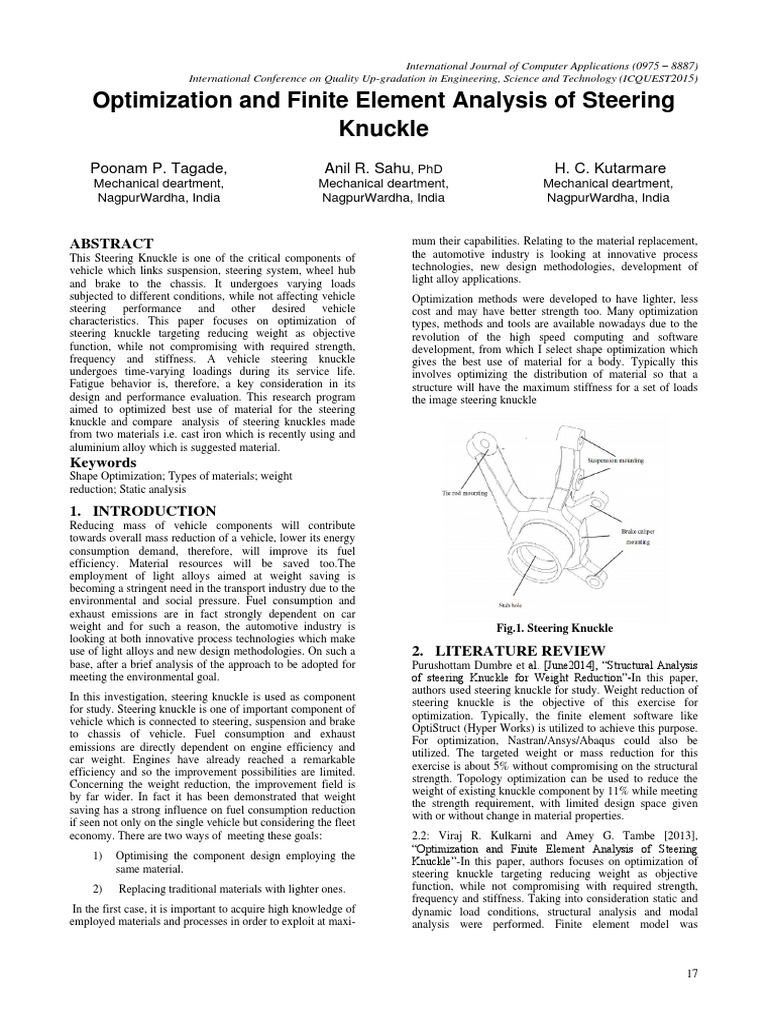 Optimization of Automotive Steering Knuckle | PDF | Mathematical ...