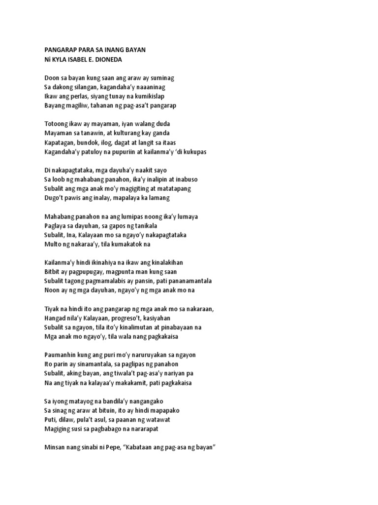 Pangarap para Sa Inang Bayan | PDF