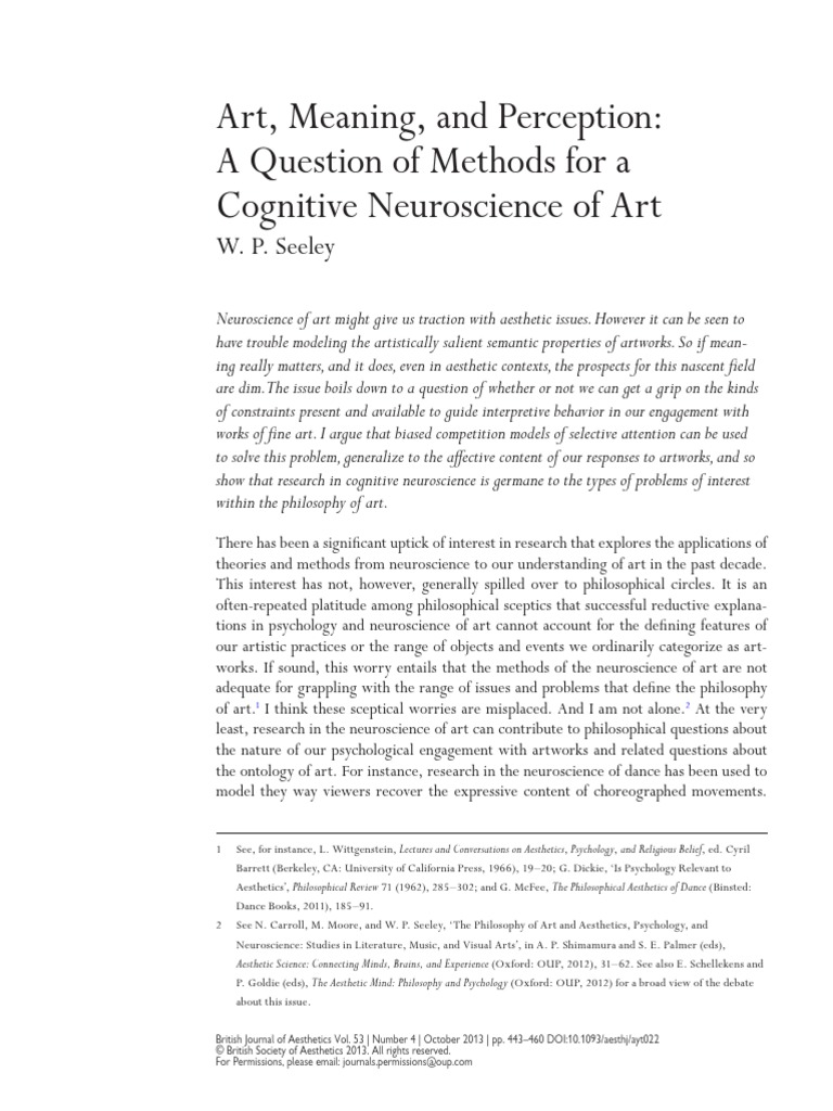 Art, Meaning, and Perception: A Question of Methods For A Cognitive ...