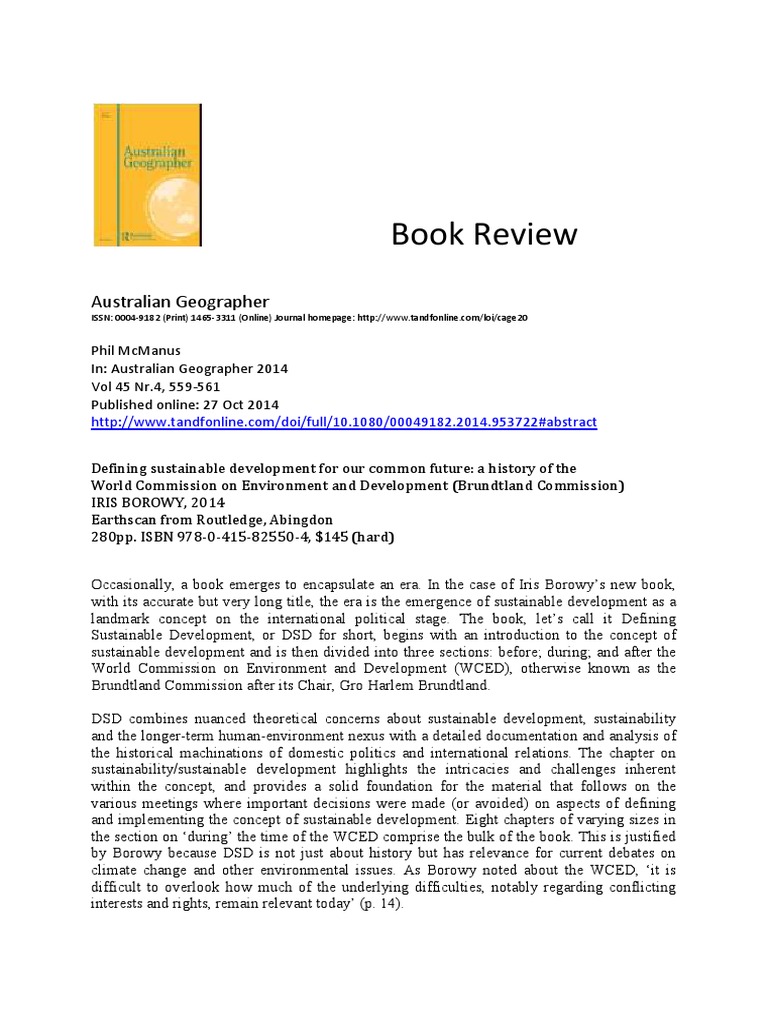 Review by Phil McManus On Defining Susta | PDF | Sustainability ...