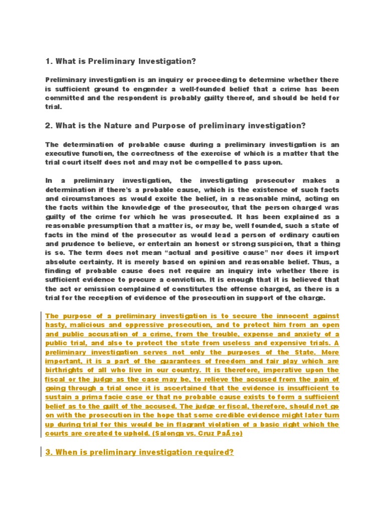 Overview of Preliminary Investigation Process | PDF | Prosecutor ...