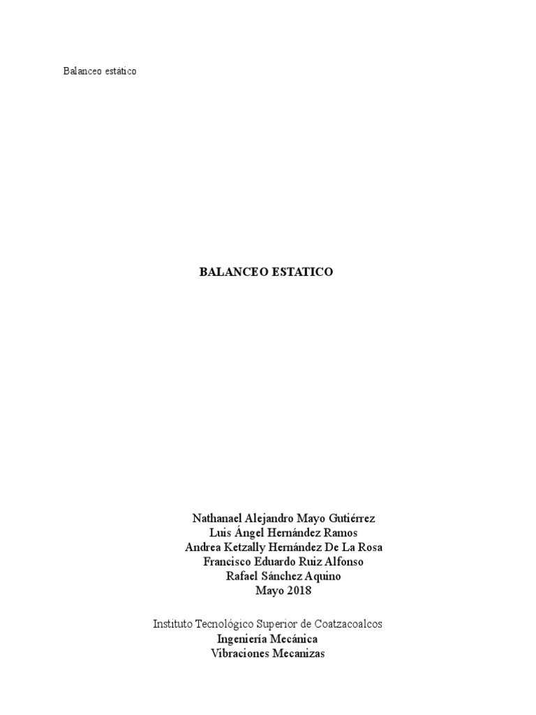 Balanceo Estatico | PDF | Rotación | Masa