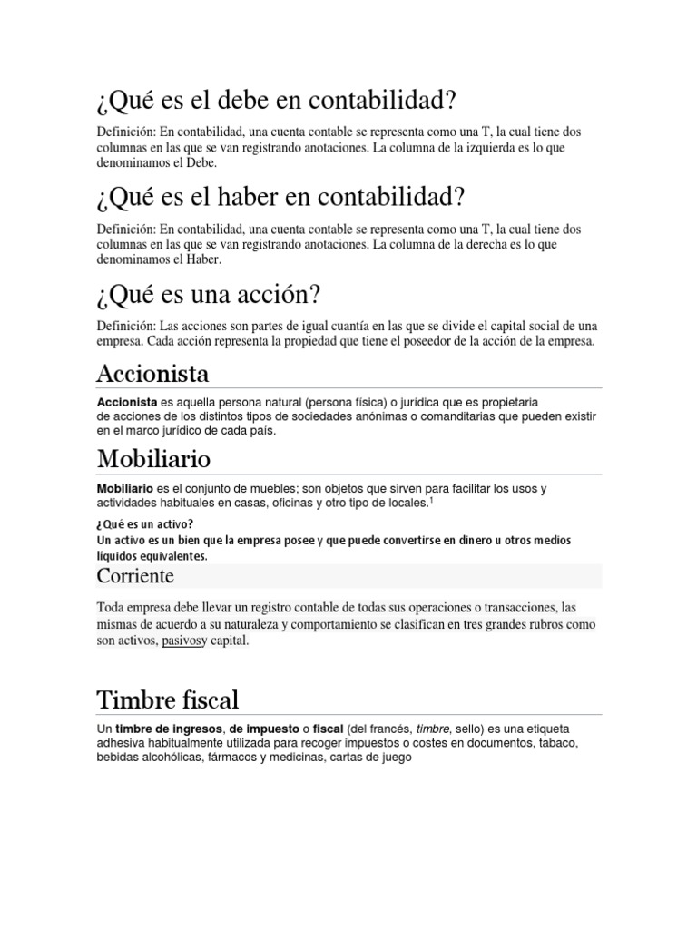 Definición del debe en contabilidad | PDF | Contabilidad | Dinero