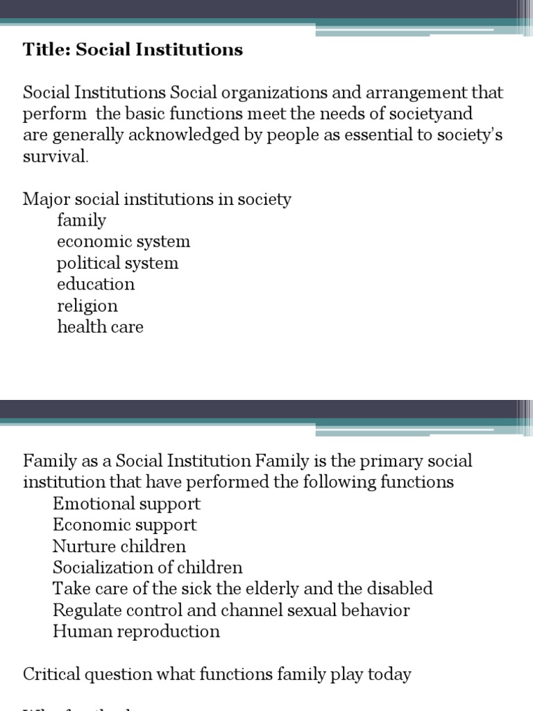 Chapt 01 Social Dimensions | PDF | Family | Institution