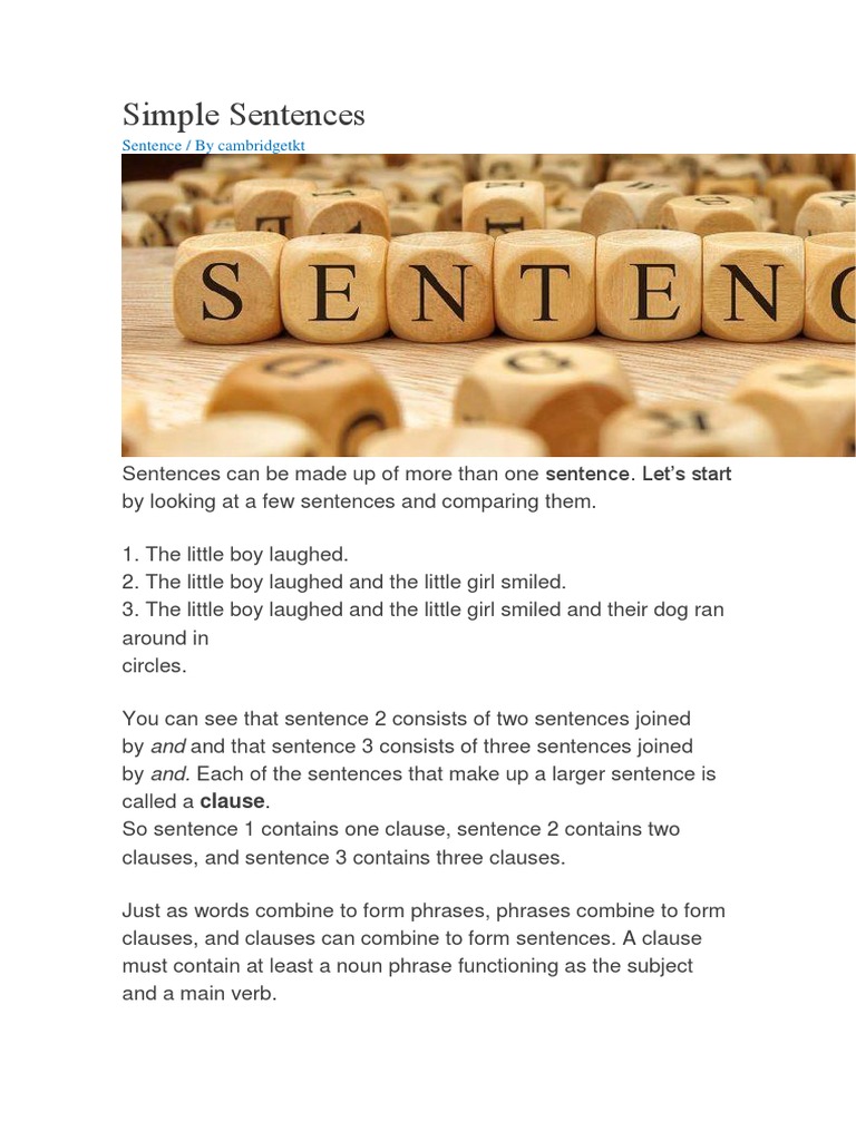 Simple Sentences | PDF | Sentence (Linguistics) | Clause