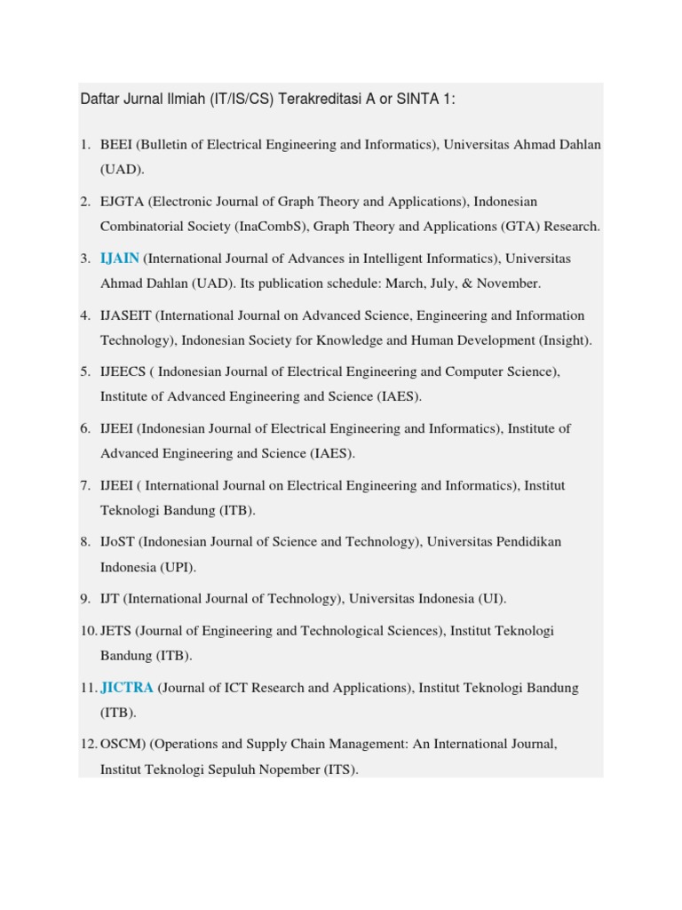 Daftar Jurnal Ilmiah Dikti 2018 | PDF | Computer Science | Electronics
