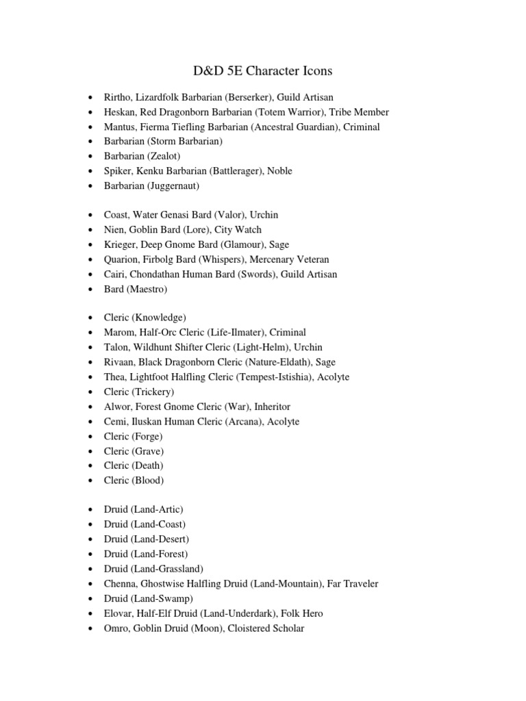 D&D 5e Icons | PDF | Magician (Fantasy) | Wizards Of The Coast Games